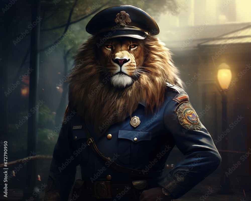 Lion Police officer maintaining law and order Stock Photo | Adobe Stock