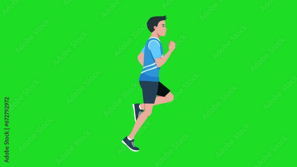 male athlete running cartoon animation clip art green screen background ...