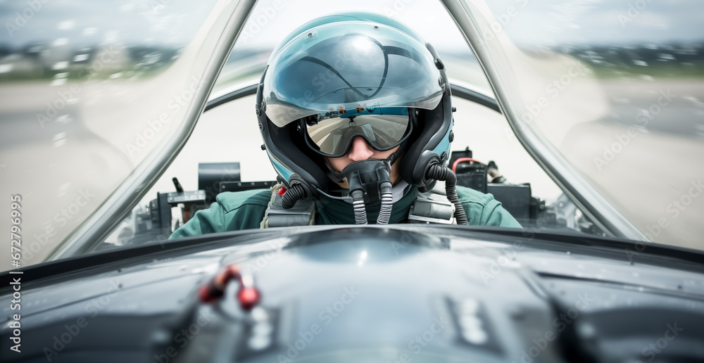 Fighter pilot cockpit view. Fighter Pilot in flight wearing flying ...