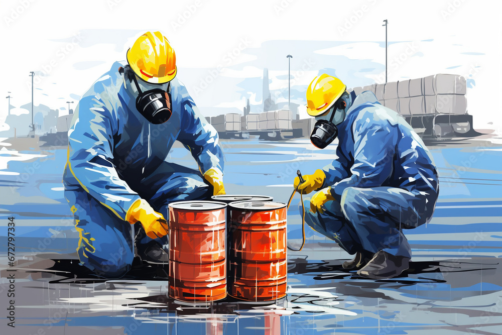 chemical waste in barrels. disposal of toxic waste. generative ai ...