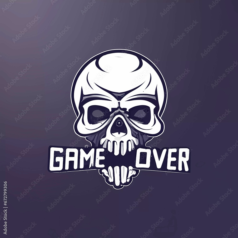 AI generated illustration of a skull with the words 'Game Over' on a ...