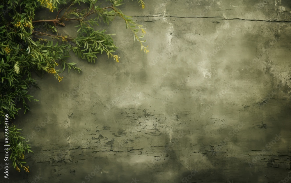 Tappezzeria Fiori Foglie Piante muro rovinato verde muffa Stock ...