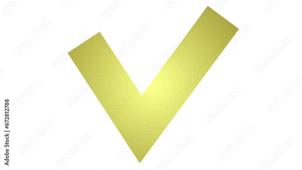 Animated golden check mark appears. Flat vector illustration isolated ...