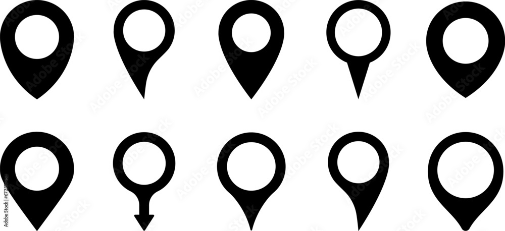 Map pointer. Maps pin icon. Location map marker. Collection of map ...