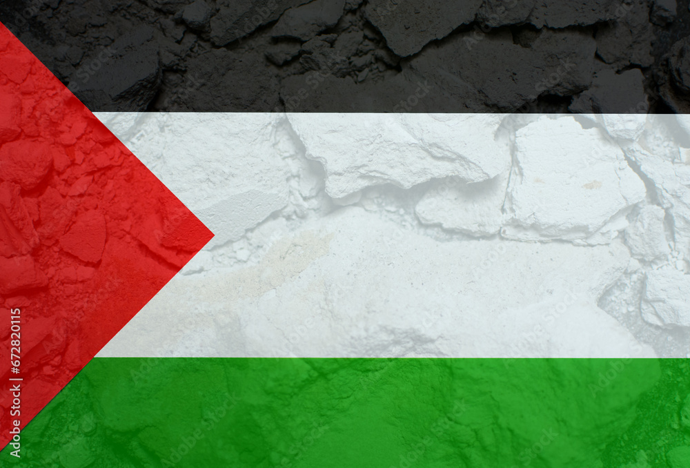 Palestine flag made of colored paper against the background of ...