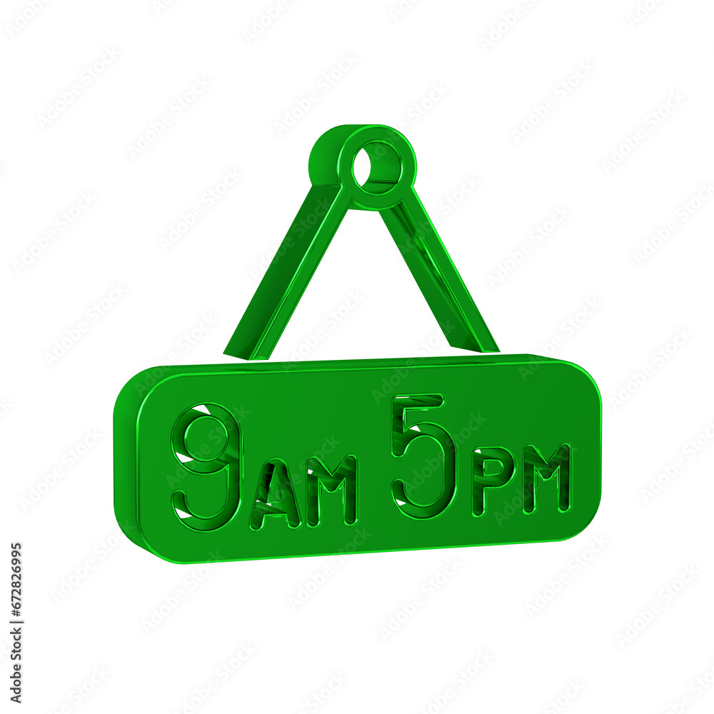 Green From 9 to 5 job icon isolated on transparent background. Concept ...