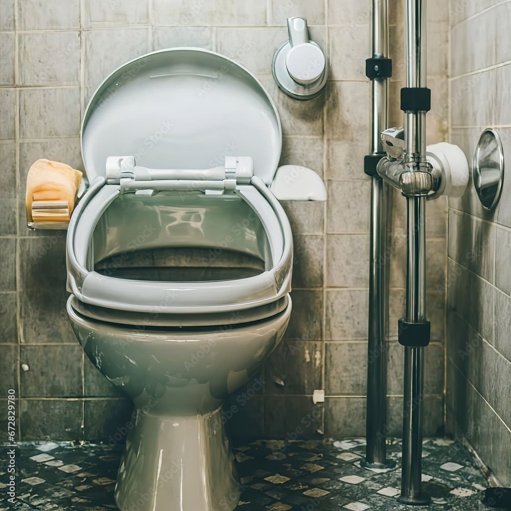 Toilet for the elderly and the disabled.It have two-sided handle for ...