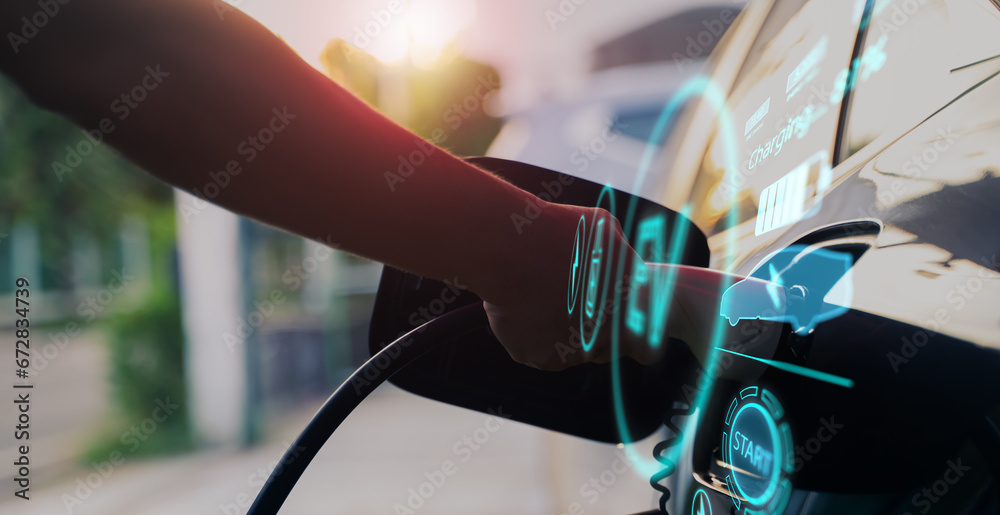 Electric Car EV battery charging ui display charging station charging ...