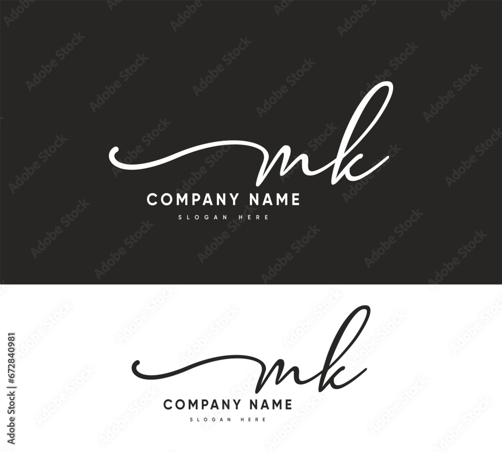 MK M K initial letter handwriting and signature logo Stock Vector ...