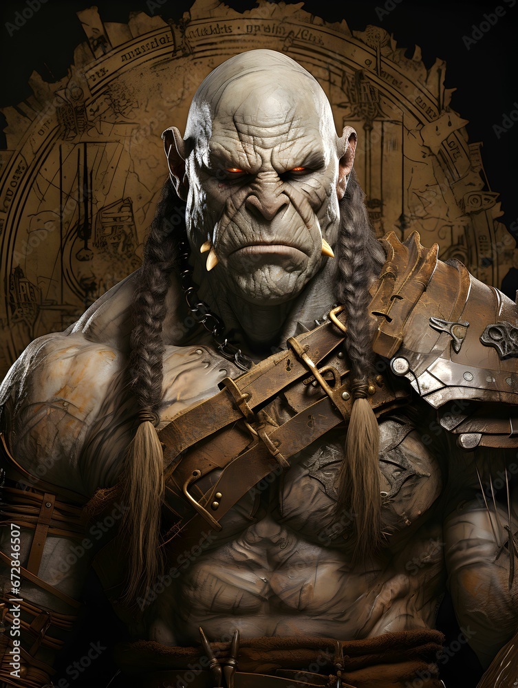 AI generated illustration of a menacing, powerful ogre creature stands ...