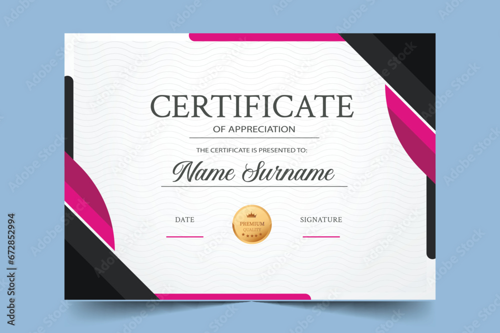 modern certificate template with abstract red shapes vector ...