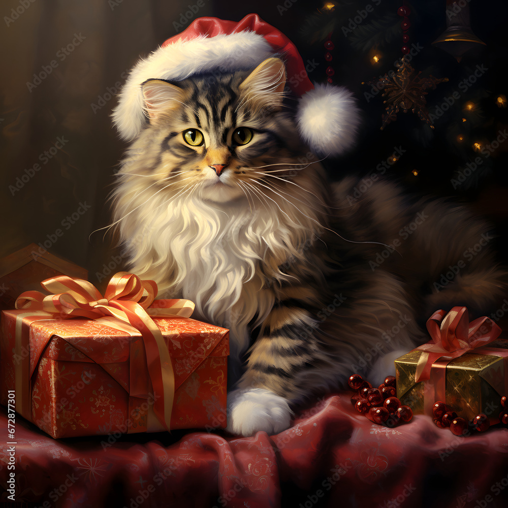 Santa Claus Cat Cute Kitten with Santa Claus Costume Christmas Season ...