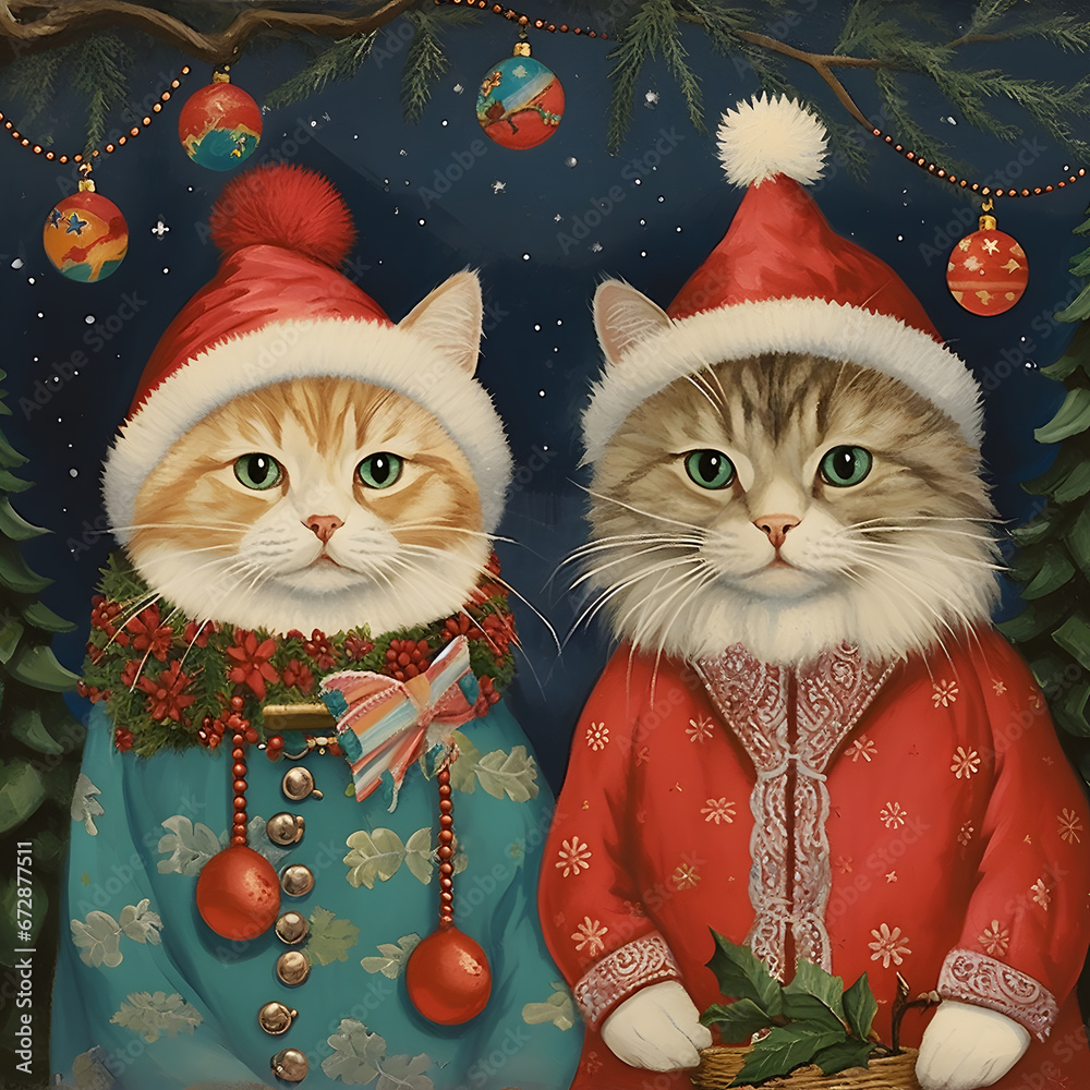 Santa Claus Cat Cute Kitten with Santa Claus Costume Christmas Season ...