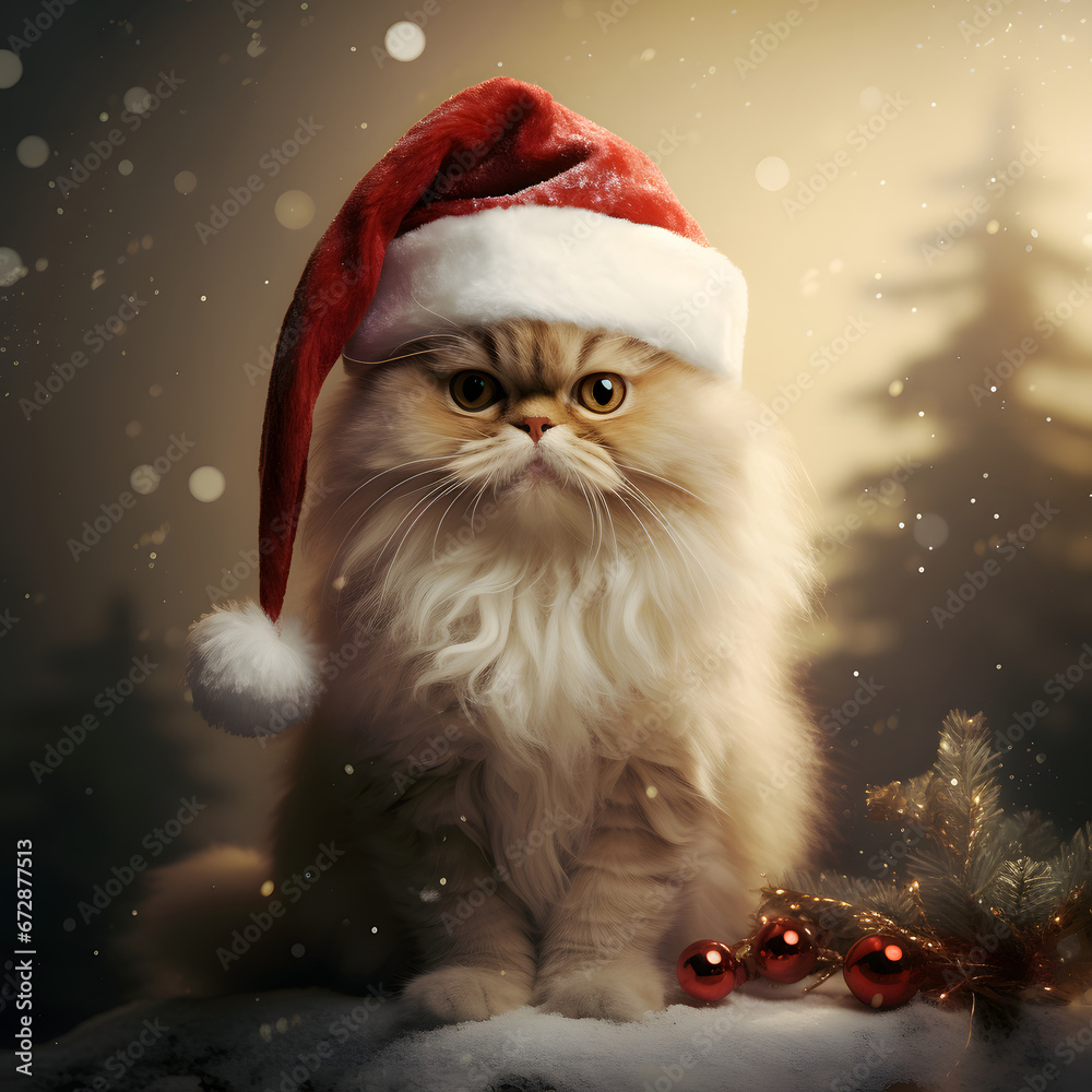 Santa Claus Cat Cute Kitten with Santa Claus Costume Christmas Season ...