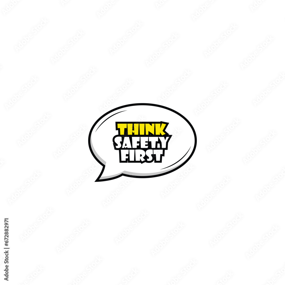 Think safety first logo, text effect vector graphics Stock Vector ...