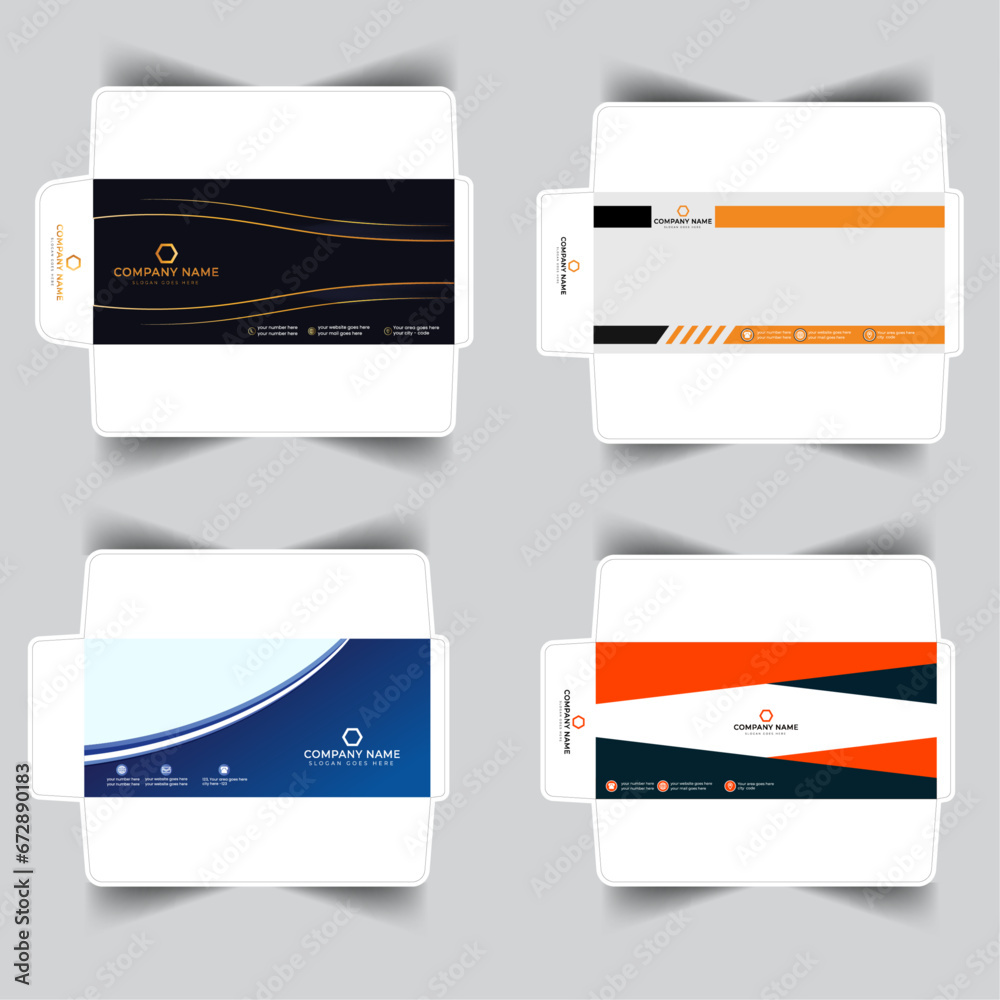 Creative Modern invitation dl Envelope Design template with die cut ...