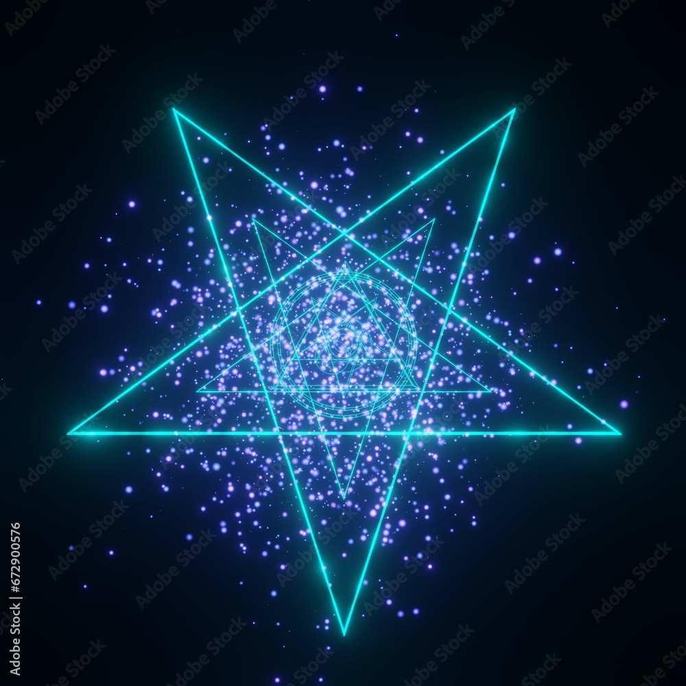 Witchcraft magic circle. Blue Pentagram and ritual circle. emblems and ...