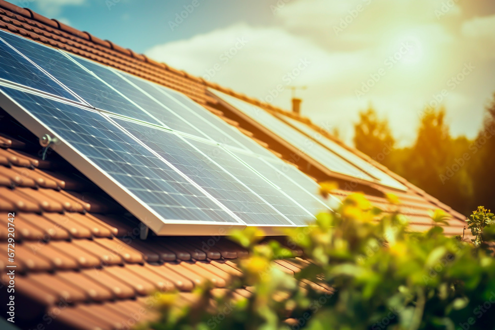 Roof solar panels environmentally friendly sustainable domestic heating ...