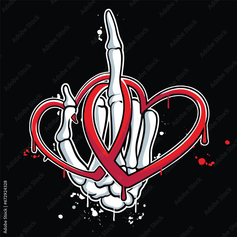 vector graffiti hand drawn middle finger skeleton designs for ...