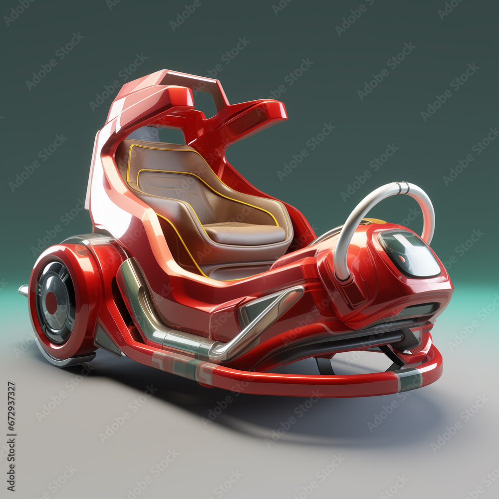 Futuristic cool Santa Claus red and gold sled. Christmas cool modern ...