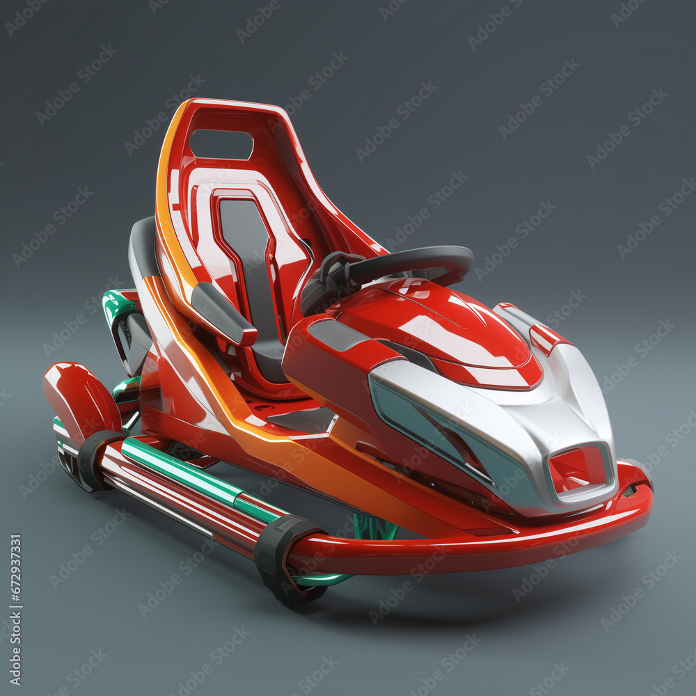 Futuristic cool Santa Claus red and gold sled. Christmas cool modern ...