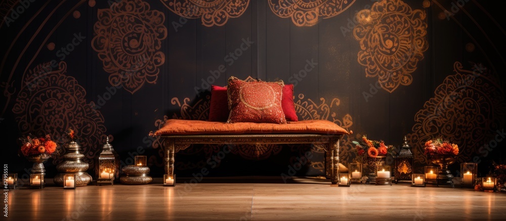 Henna stage celebration for the engagement decorations Stock Photo ...