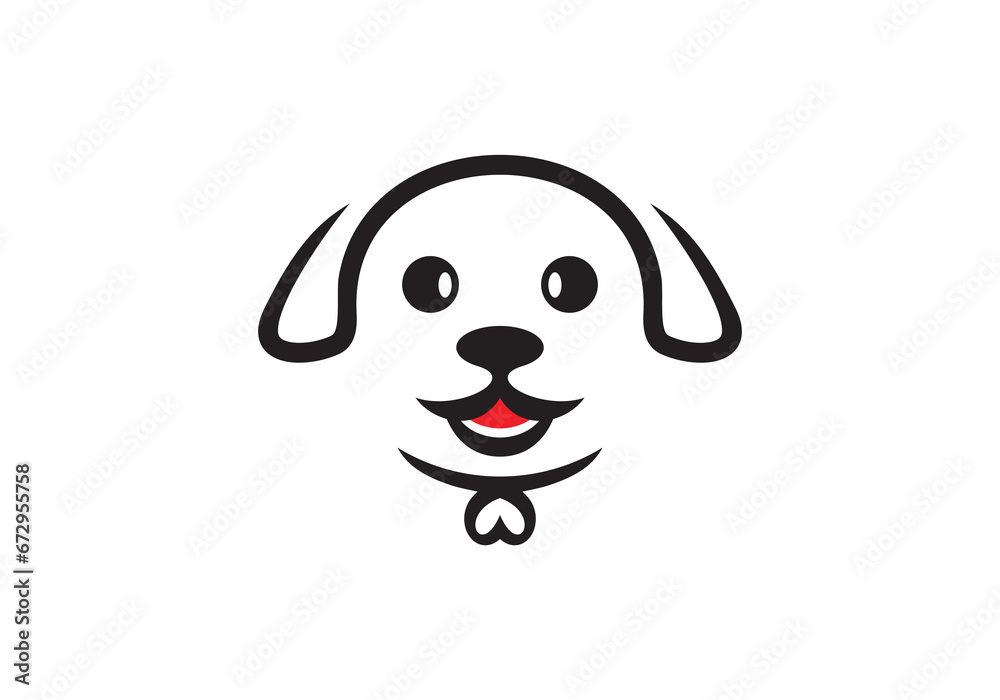 dog logo design. pet care white linear style concept element symbol ...
