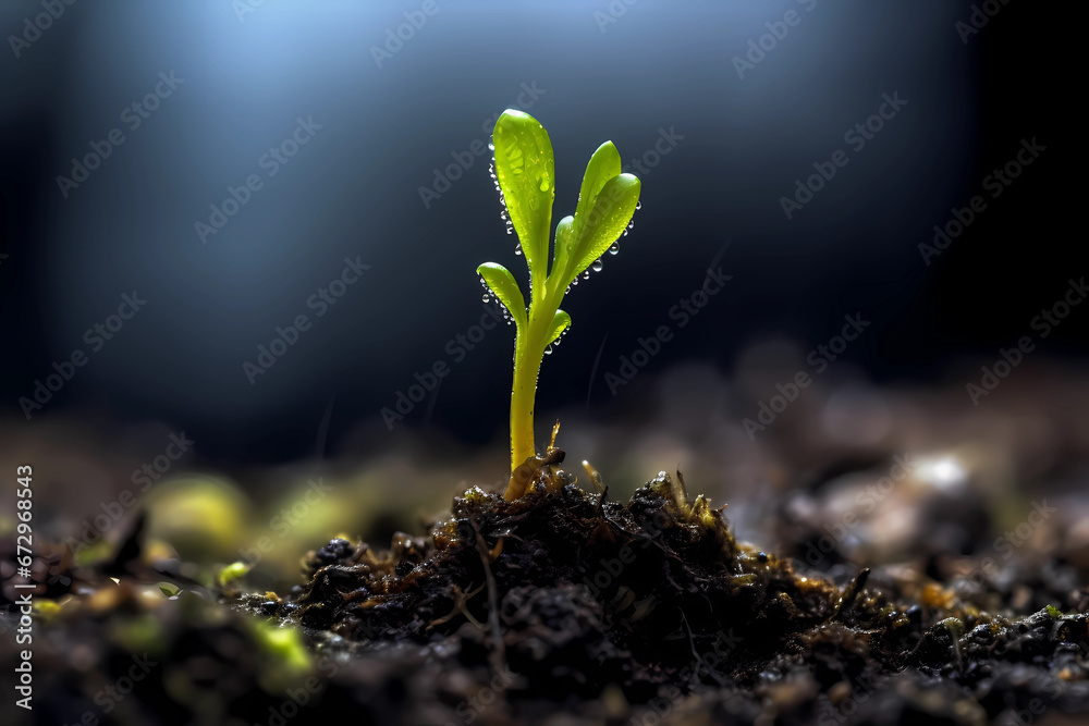 A close-up perspective unveils the delicate emergence of a resilient ...