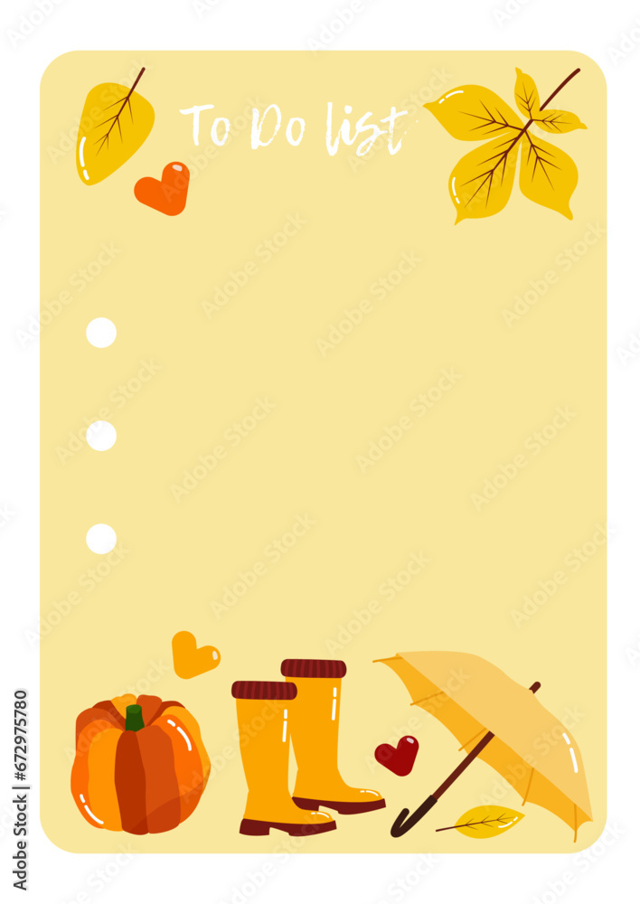 Notes, To Do, Check list fall decorated templates. Autumn notes with ...