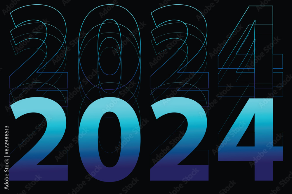 2024 text with modern colors suitable for banners, posters and social ...