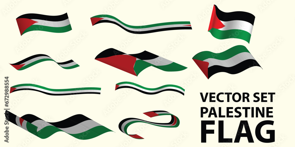 vector set of Palestinian flags with various shapes, icons and symbols ...