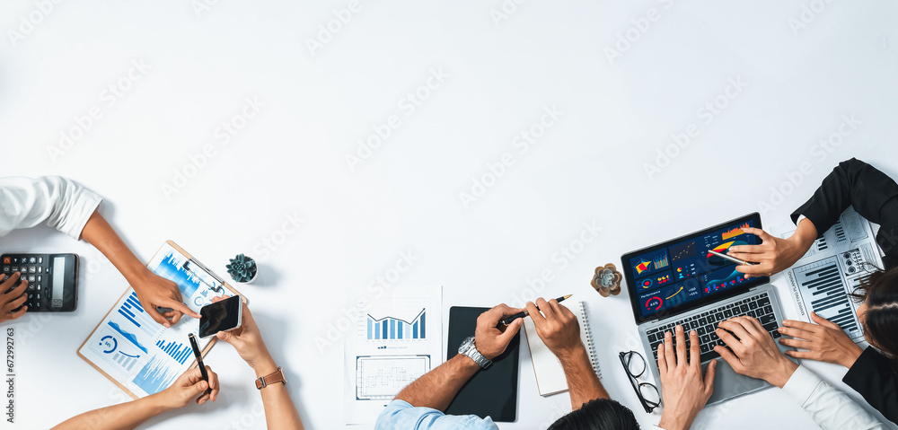 Group of office worker and businesspeople working on business financial ...