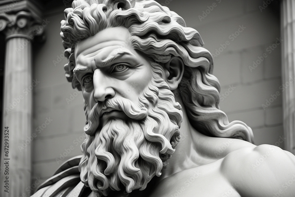 Illustration of a Renaissance statue of Zeus, king of the gods. god of ...