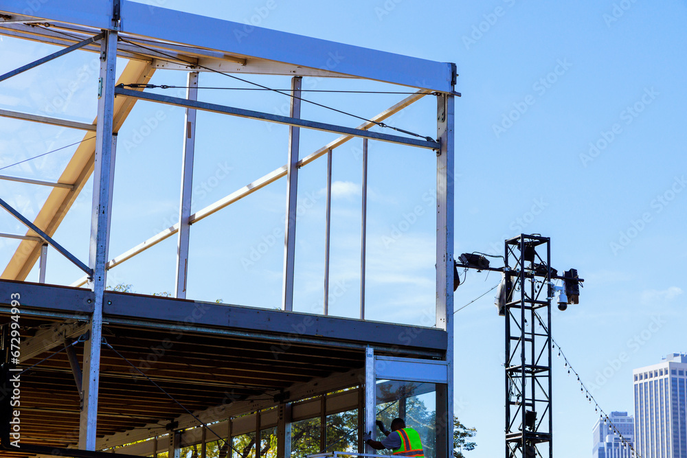 Under construction is an industrial commercial building made up of ...