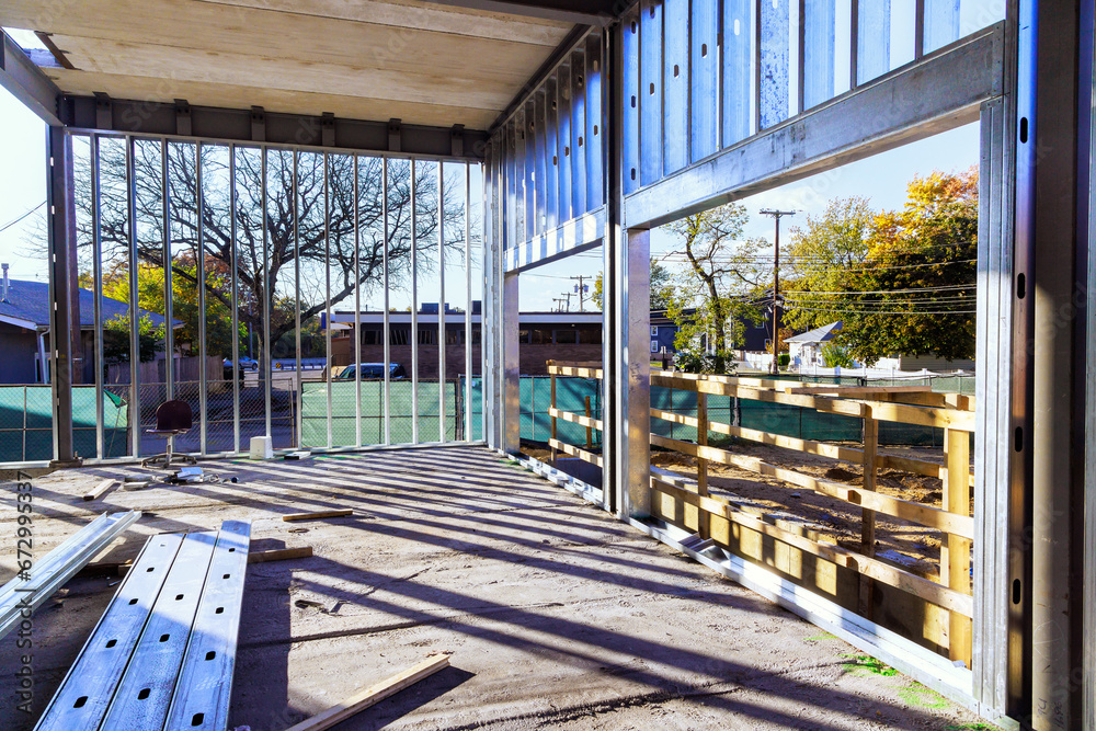 In process of constructing an industrial commercial building steel ...