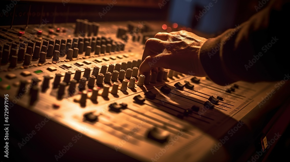 AI generated illustration of a closeup of a human hand on the control ...