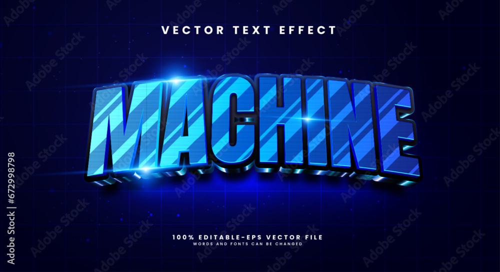 3D realistic machine editable text style effect. Vector text effect ...