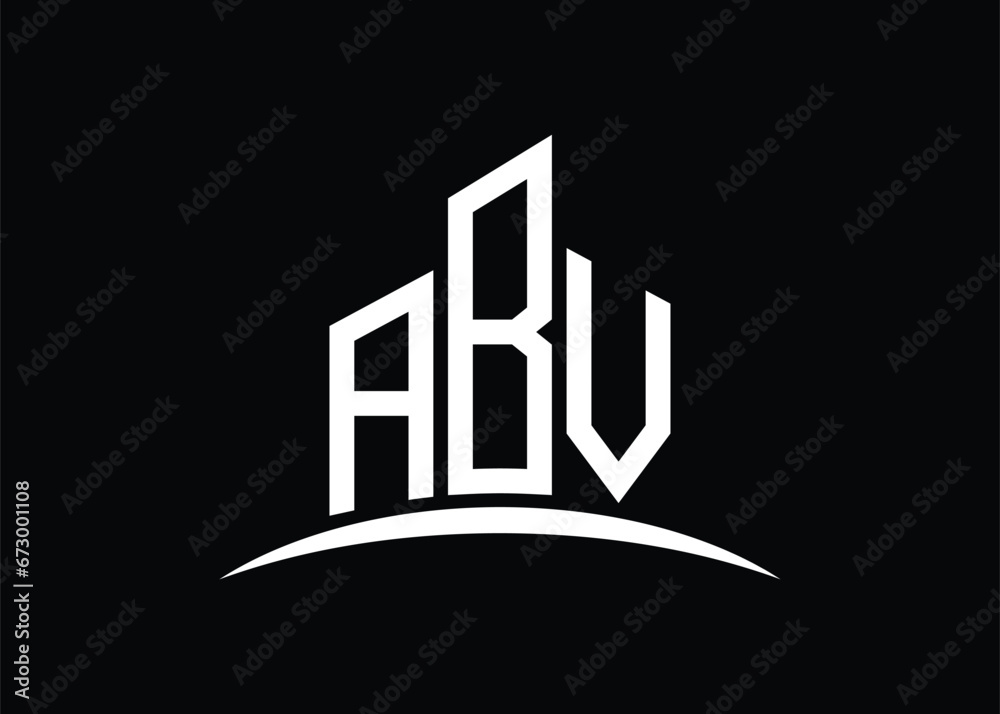 Letter ABV building vector monogram logo design template. Building ...