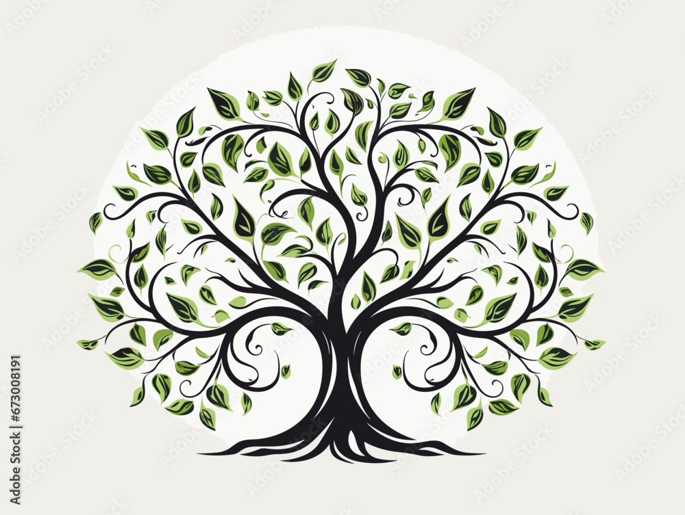 Drawing of A family tree with leaves logo icon. illustration separated ...