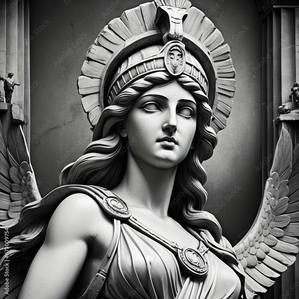 Illustration of a Renaissance marble statue of Athena. She is the ...
