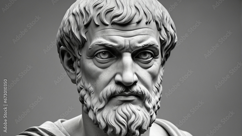 3D rendered illustration of the sculpture of Aristotle. The Greek ...