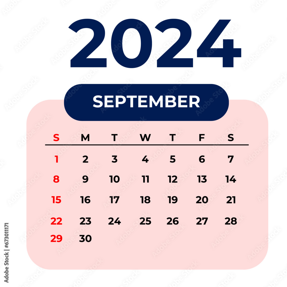 Monthly calendar template for 2024 year September 2024 year, Week ...