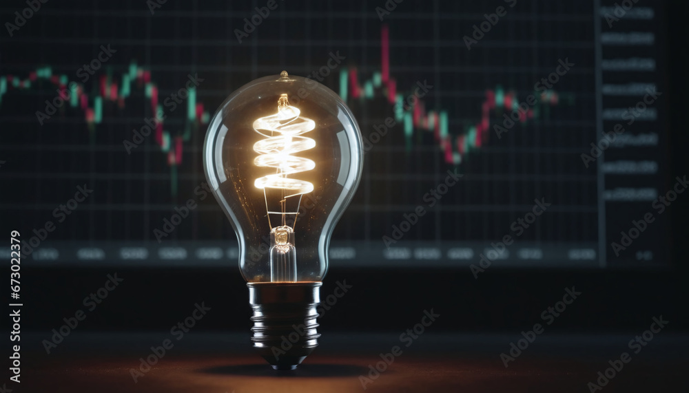 Global Financial Analysis: Futuristic Chart and Graph with Incandescent ...