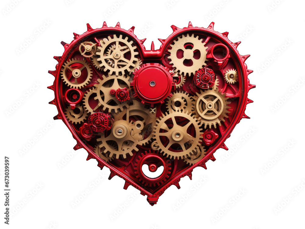 Interlocking Gear Heart Isolated on Transparent or White Background ...