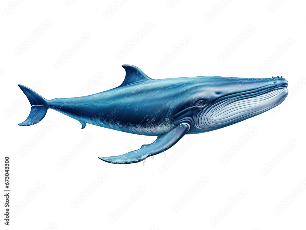 Blue Whale Swimming Solo Isolated on Transparent or White Background ...