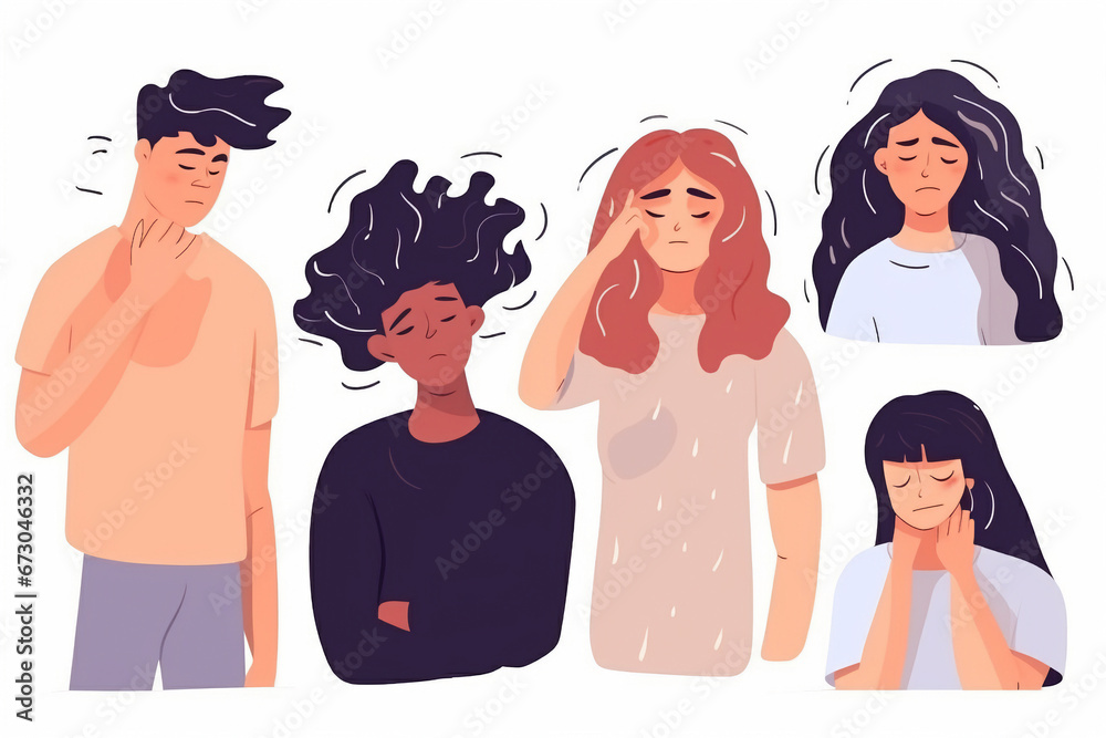 Sad depressed people sadness and despair, expression loneliness pain ...