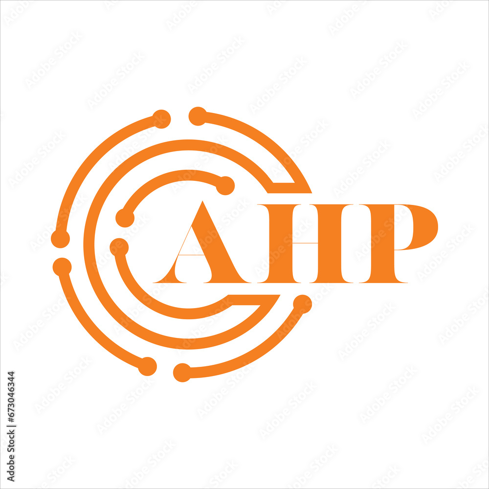 AHP letter design.AHP letter technology logo design on white background ...