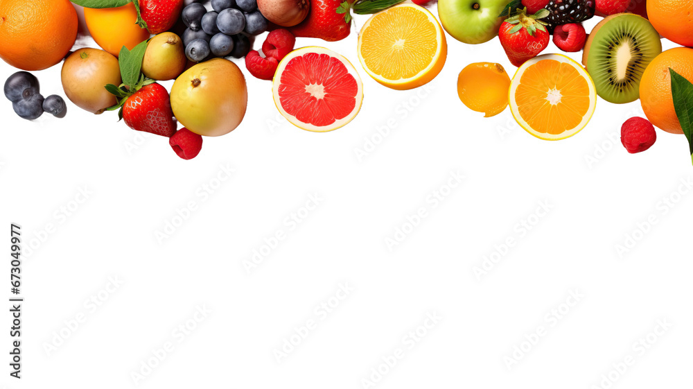 mix fruits frame isolated on transparent background cutout Stock ...