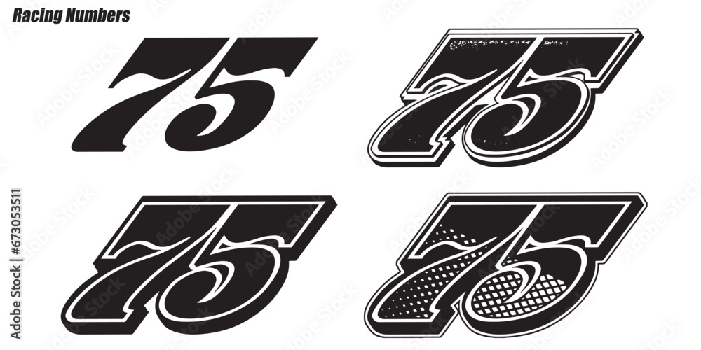 vector racing number 75 isolated in white background, this design is ...