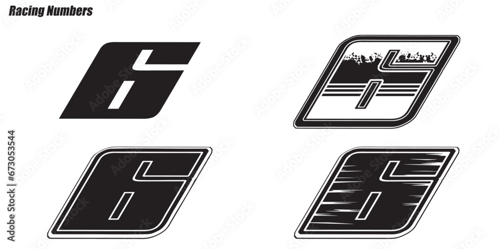 vector racing number 6 isolated in white background, this design is not ...